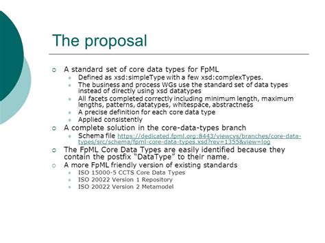 FpML Core Data Types Proposal To The AWG Core Data Types Matthew