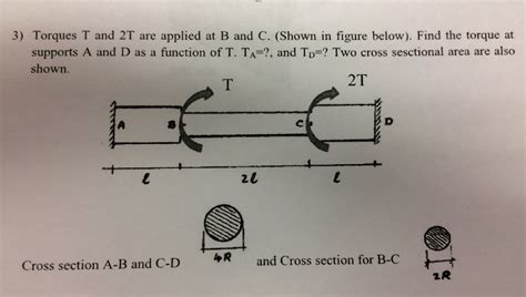 Solved 3 Torques T And 2T Are Applied At B And C Shown In Chegg Com