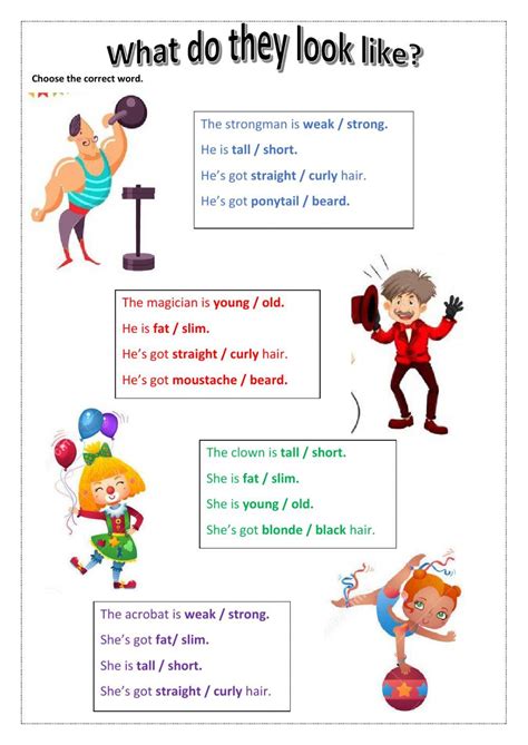 Physical Appearance Free Exercise Descripcion En Ingles Actividades