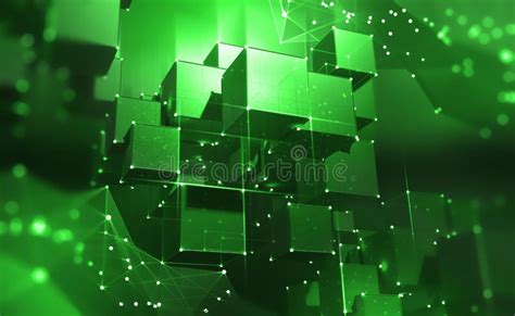 Blockchain Technology Blocks Of Information In A Decentralized Cyberspace Stock Illustration