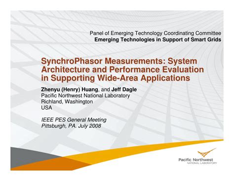 Pdf Synchrophasor Measurements System Architecture And Performance