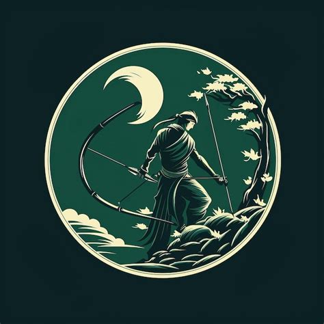 Premium Vector A Logo With A Kyudo Archer Green Theme