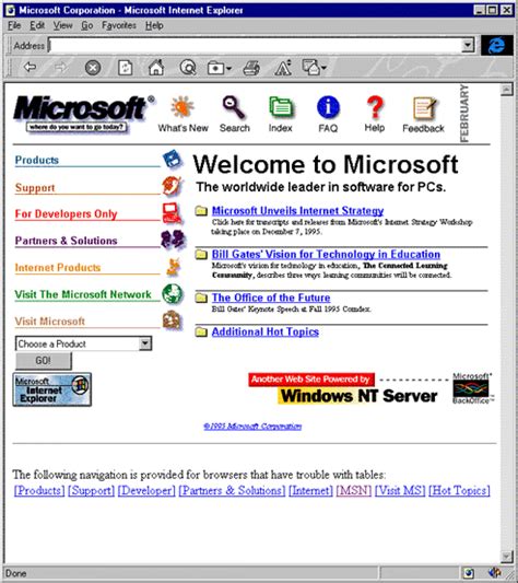 Web Retro The First Stumbling Steps Of Microsoft Back In 1994 1998