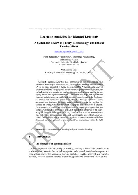 pdf learning analytics for blended learning a systematic review of
