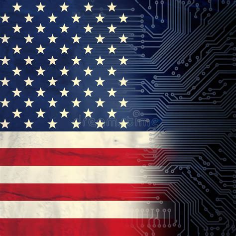 American Flag Merges With Circuit Board Symbolizing Innovation And