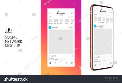 Social Media Mockup Design Mobile App เวกเตอรสตอก ปลอดคาลขสทธ