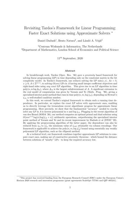 Pdf Revisiting Tardoss Framework For Linear Programming Personallseacuknaturafiles