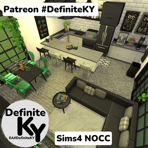 Sims4 Ts4 Nocc Kitchen Dining Living Idea Definiteky Sims 4 House Plans Sims 4 Houses