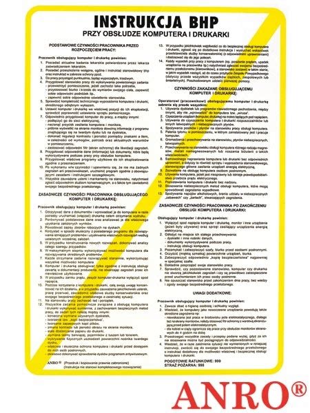 Znak instrukcja przy obsłudze komputera i drukarki porównaj ceny