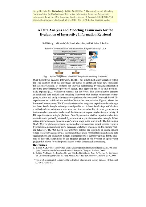 Pdf A Data Analysis And Modelling Framework For The Evaluation Of Interactive Information