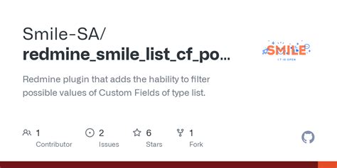 GitHub Smile SA Redmine Smile List Cf Possible Values Filter Redmine