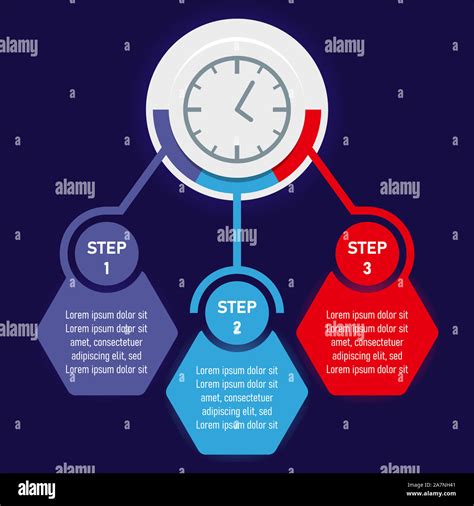 Abstract Clock Chart With Three Action Steps Colored Elements Of Infographics Illustration