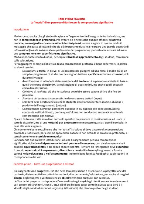 Riassunto Fare Progettazione Sintesi Del Corso Di Didattica
