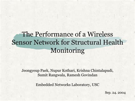 Ppt The Performance Of A Wireless Sensor Network For Structural
