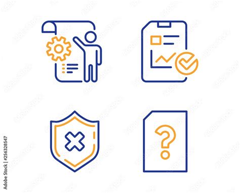 settings blueprint report checklist and reject protection icons simple
