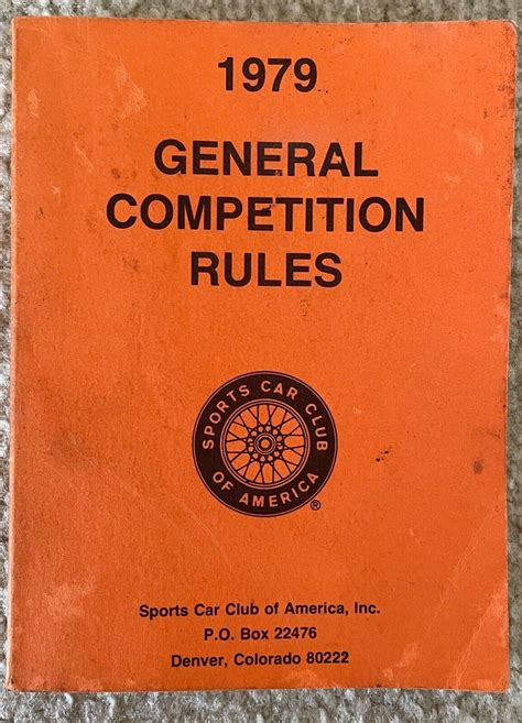 Vintage Scca General Competition Rules Edition Sports Car Club Of