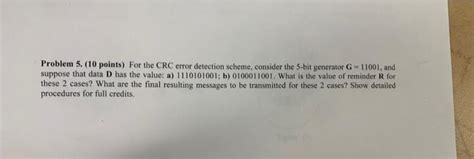 Solved Problem Points For The Crc Error Detection Chegg