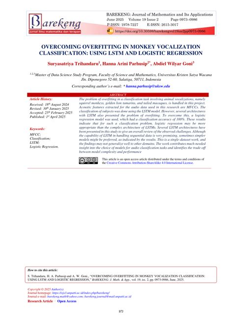 Pdf Overcoming Overfitting In Monkey Vocalization Classification