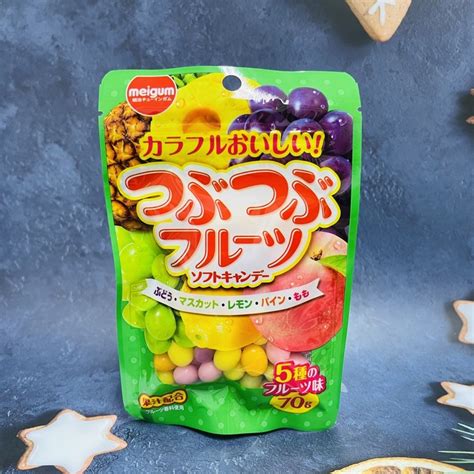 日本 Meiji 明治 Meigum 水果果汁軟糖 5種水果味 葡萄麝香葡萄檸檬鳳梨蜜桃 70g 水果糖 蝦皮購物