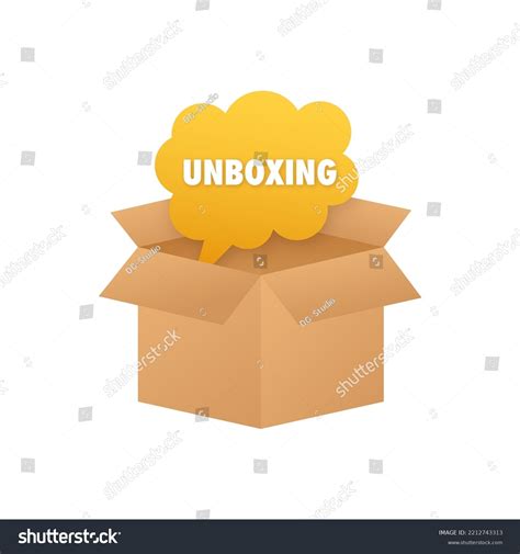 Unpack Package Unboxing Template Box Open Stock Vector Royalty Free