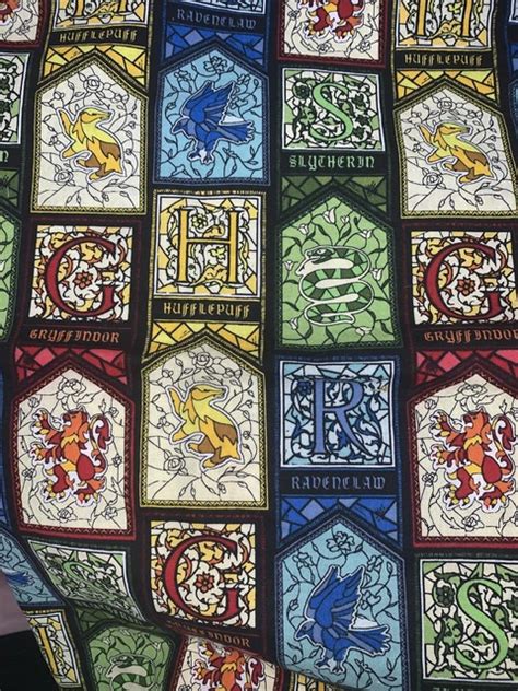 Harry Potter House Crests Stained Glass Cotton Fabric Fat Quarter 18