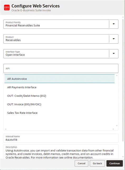 Invoke Oracle E Business Suite Open Interfaces From Oracle Integration