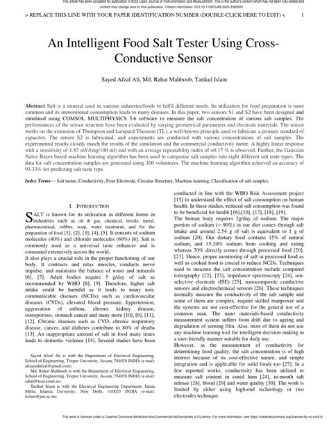 Pdf An Intelligent Food Salt Tester Using Cross Conductive Sensor