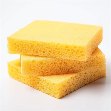 Stack Of Yellow Cleaning Sponges On White Background Stock Illustration