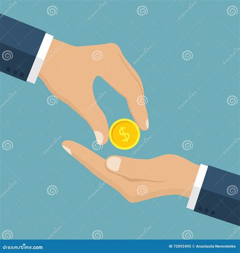 Businessman Gives Man A Gold Coin Stock Vector Illustration Of