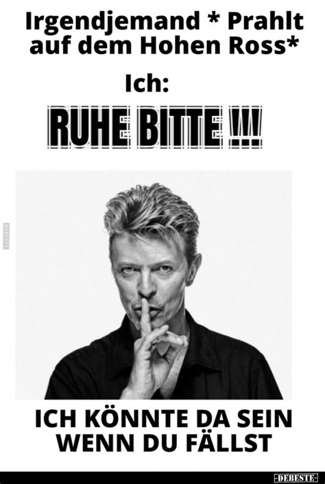 Irgendjemand Prahlt Auf Dem Hohen Ross Ich Ruhe Bitte Ich K Nnte
