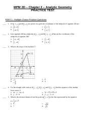 Mpm2d Chapter 2 Practice Test Assignment Pdf MPM 2D Chapter 2