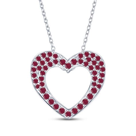 Lab Created Ruby And White Lab Created Sapphire Double Sided Heart Necklace Sterling Silver 18 Kay