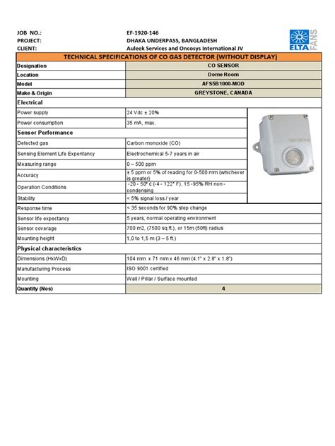 3 1 Co Sensor Technical Datasheet Pdf