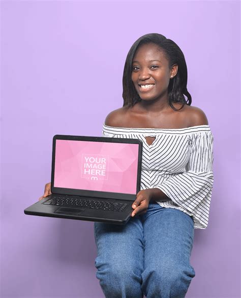 Smiling Woman Presenting A Website Mockup Mediamodifier