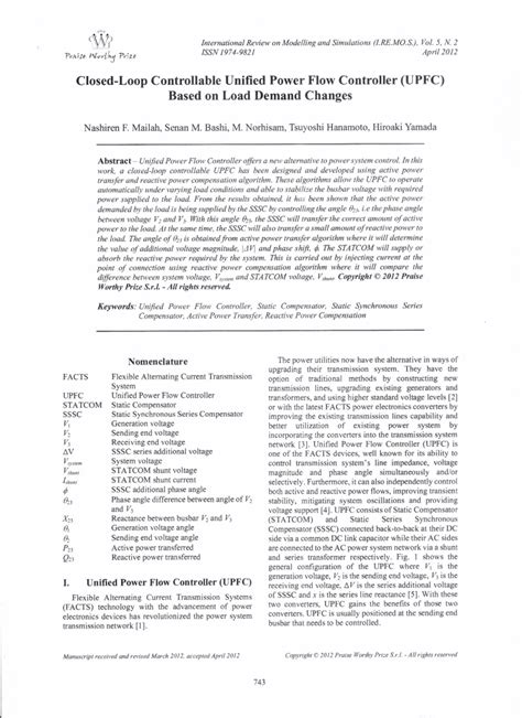 Pdf Closed Loop Controllable Unified Power Flow Controllerupfc