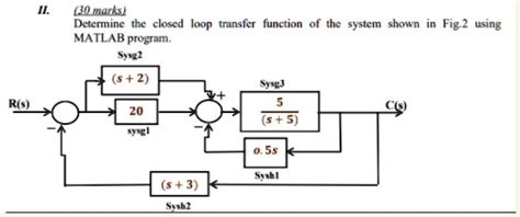 Using Matlab A Determine The Closed Loop Transfer Function Of The