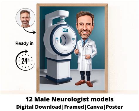 Neurologist Male Cartoon Portrait Neurologist T Custom