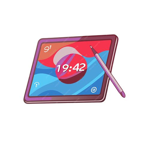 Tablet And Stylus Pencil Cartoon Vector Icon Illustration Premium Ai