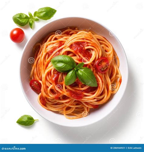Spaghetti Pomodoro On Plain White Background Product Photography