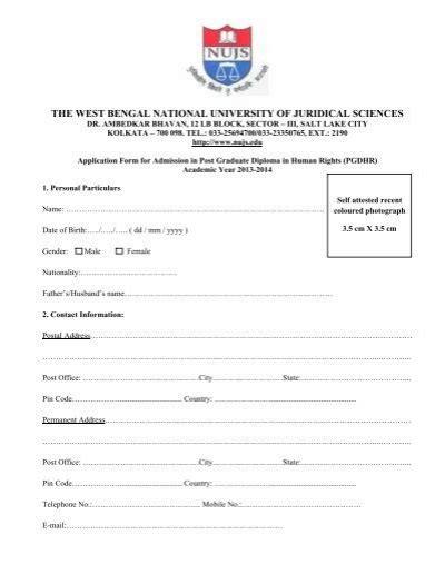 Application Form The West Bengal National University Of Juridical