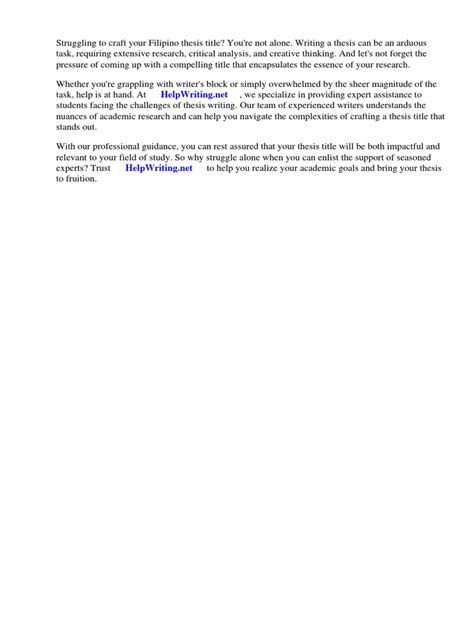 Filipino Thesis Title Examples Pdf Tagalog Language Thesis