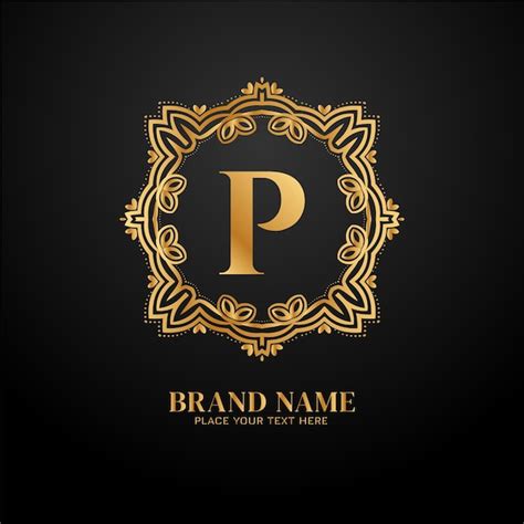 편지 P 황금 명품 브랜드 로고 C 무료 벡터