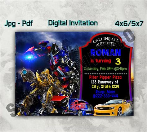 Transformers Birthday Invitations Rescue Bots Invitation Digital