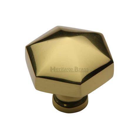 Heritage Brass Cabinet Knob Classic Hexagon Design 32mm Polished Brass Finish Handles At Heart