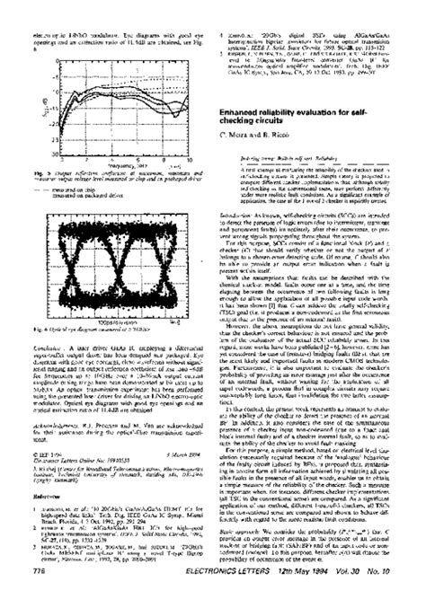 Pdf Enhanced Reliability Evaluation For Self Checking Circuits