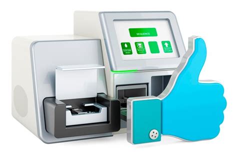Premium Photo Dna Sequencer With Like Icon 3d Rendering