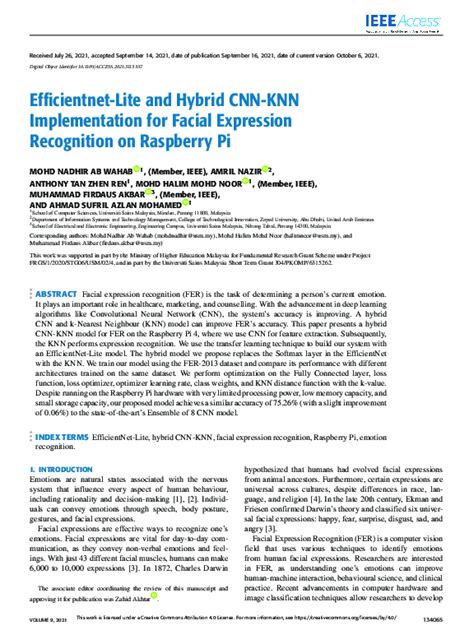 Pdf Efficientnet Lite And Hybrid Cnn Knn Implementation For Facial Expression Recognition On