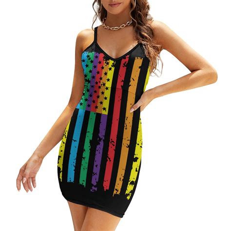 Exotic Womans Dress Suspender Dress American Flag Gay Pride American