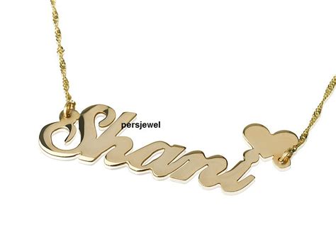 Double Thickness Custom Name Necklace Gold Upper Heart Persjewel