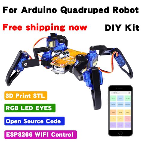 【cw】8 Dof Spider Robot Arduino Kit Bionic Quadruped Edu Robot Maker Open Source Project Wifi